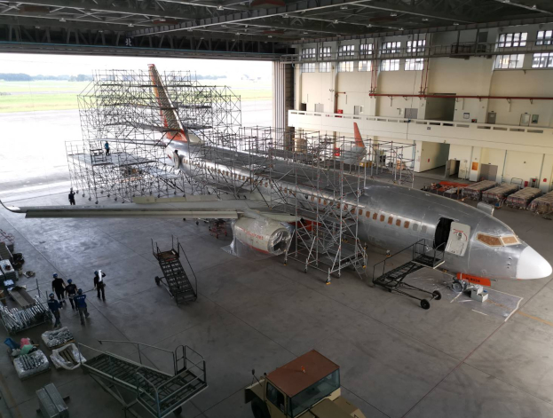 Customized A320 Aircraft Maintenance Scaffolding Solution by Sucoot